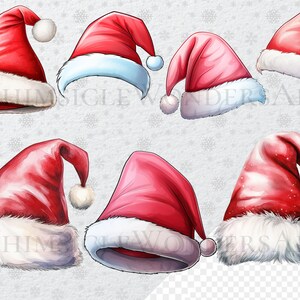 Watercolor Santa Hat Clipart Bundle High Quality PNG Digital Download ...