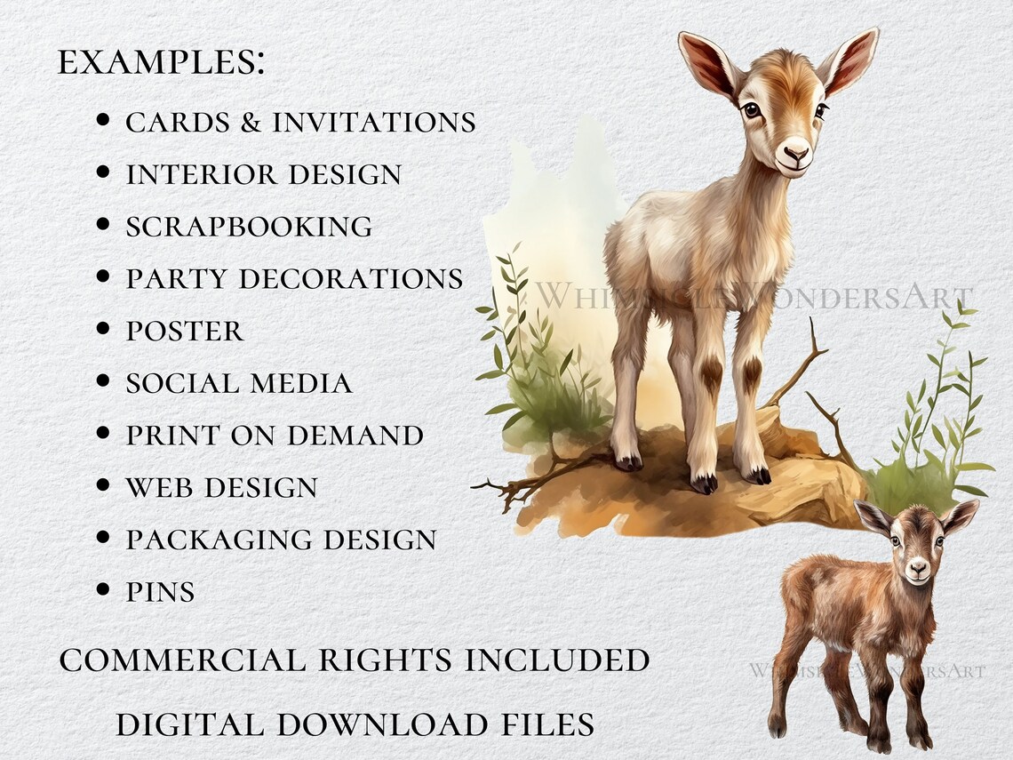 Watercolor Goat Clipart Bundle 15 High Quality PNG Digital Download ...