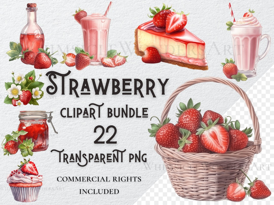 Strawberry Clipart Bundle 22 High Quality PNG Digital Download ...