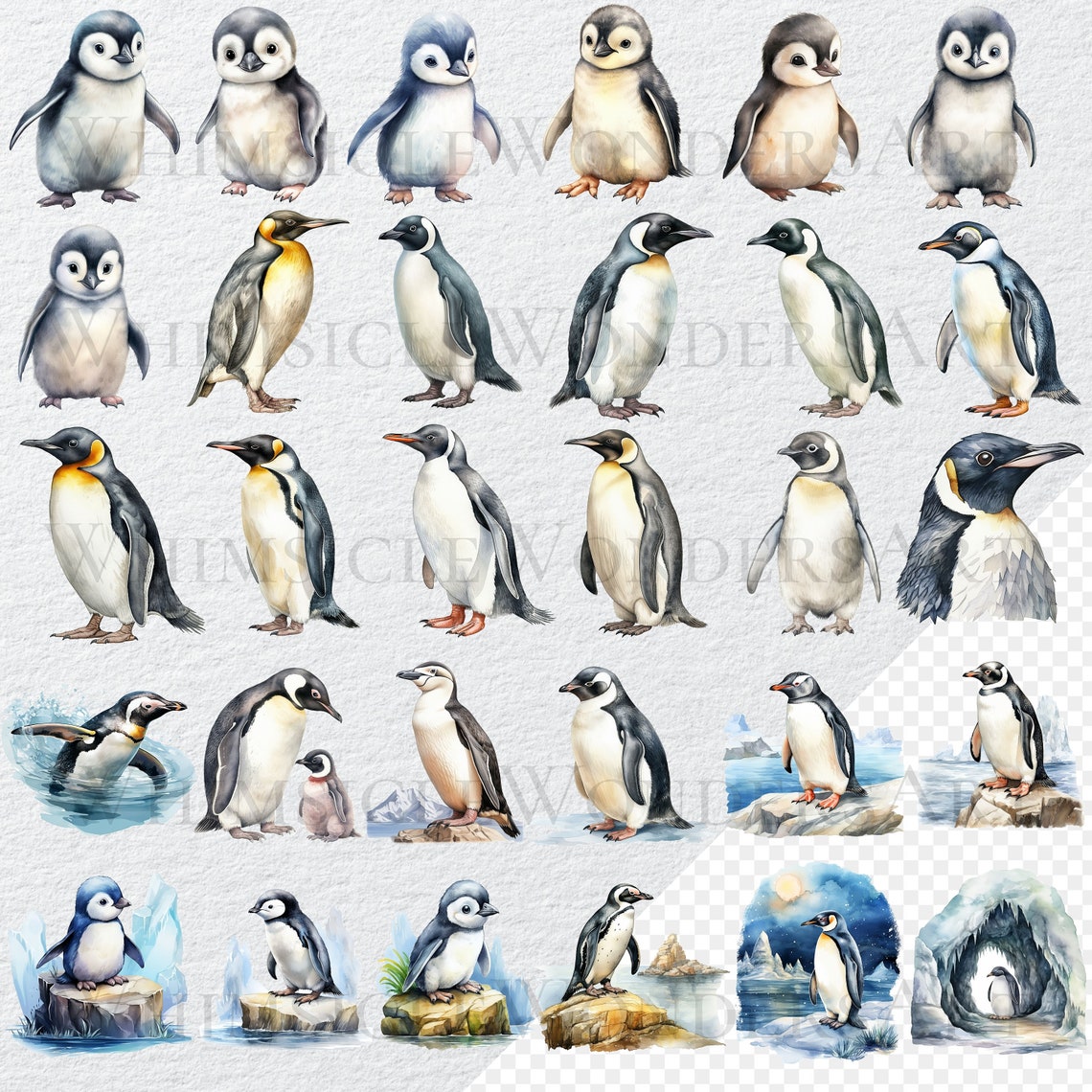 Watercolor Arctic Animals Clipart Bundle, PNG, Commercial Use (digital ...