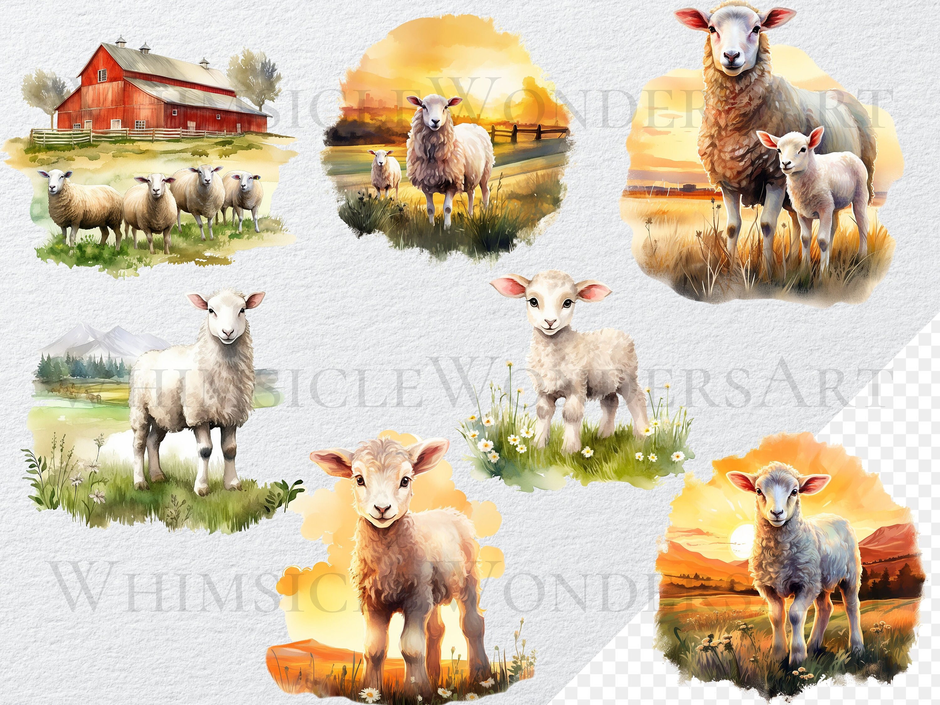 Watercolor Sheep Clipart Bundle 15 High Quality PNG Digital Download ...