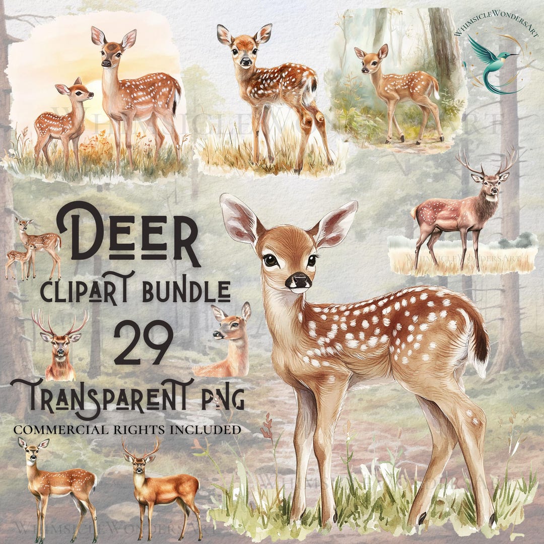 Watercolor Deer Clipart Bundle High Quality PNG Digital Download ...