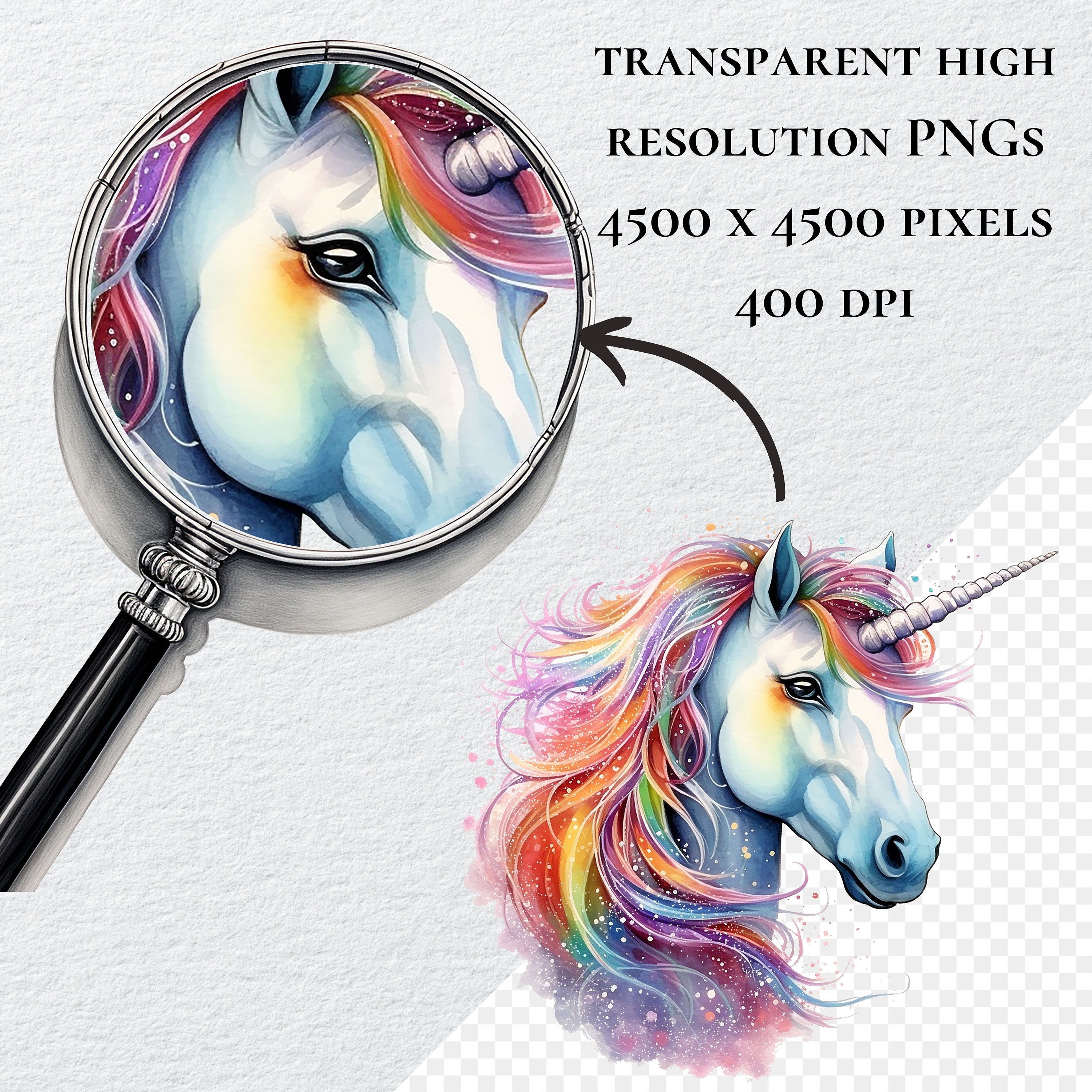 Watercolor Rainbow Unicorn Clipart Bundle High Quality PNG Digital ...