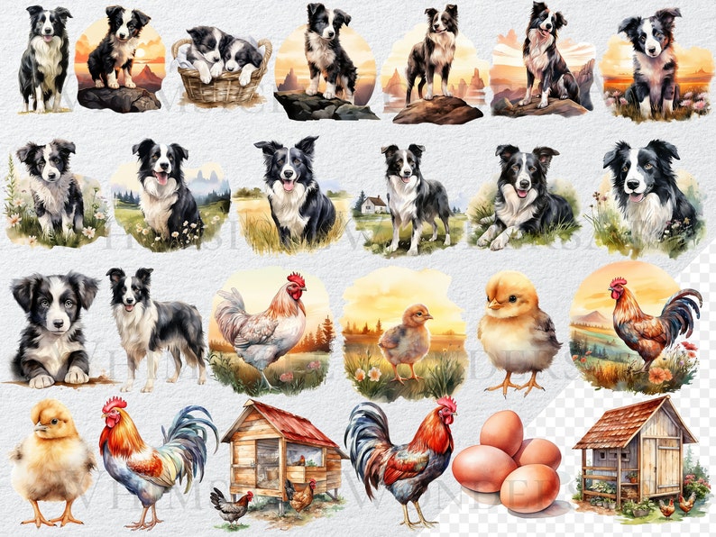 Watercolor Farm Animals Clipart Mega Bundle High Quality PNG - Etsy