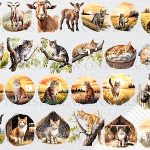 Watercolor Farm Animals Clipart Mega Bundle High Quality PNG Digital ...