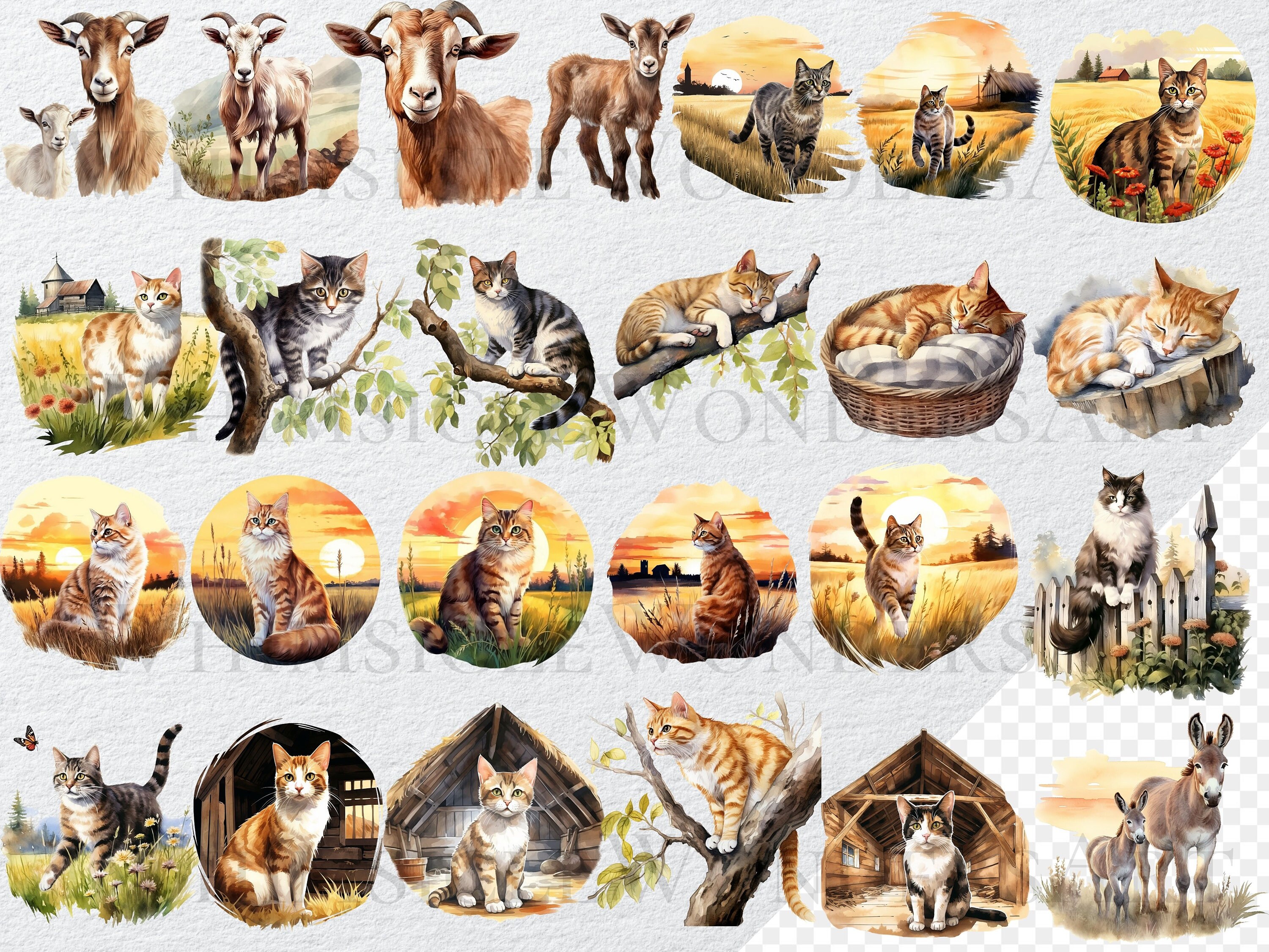 Watercolor Farm Animals Clipart Mega Bundle High Quality PNG - Etsy