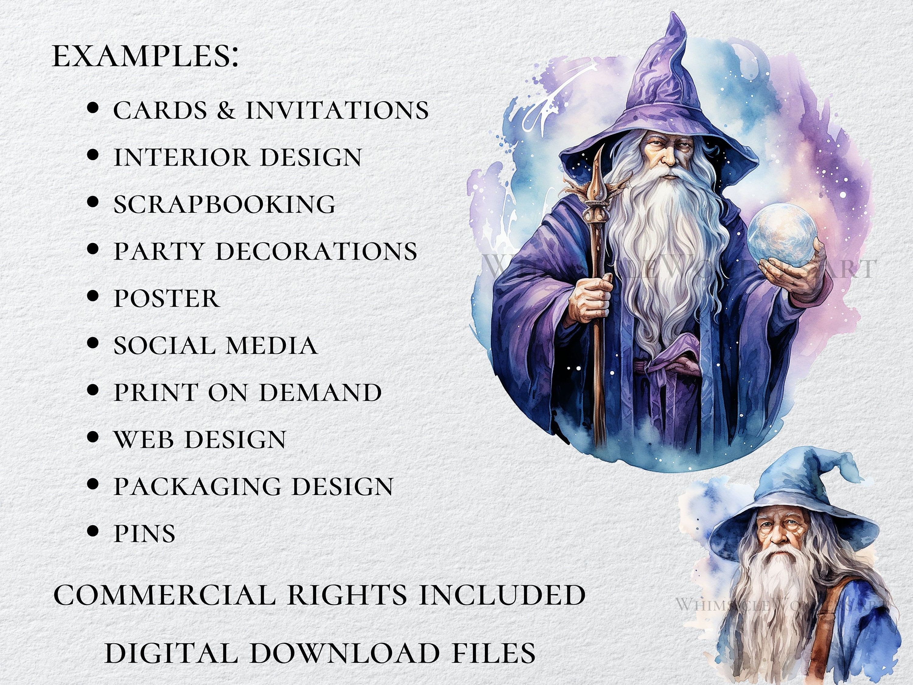 Watercolor Wizard Clipart Bundle High Quality PNG Digital - Etsy