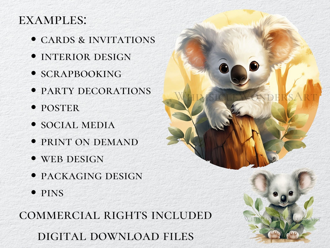 Watercolor Koala Clipart Bundle High Quality PNG Digital Download ...