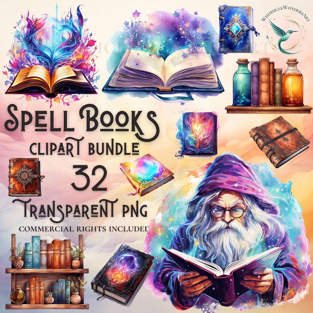 Watercolor Spell Book Clipart Bundle High Quality PNG Digital Download ...