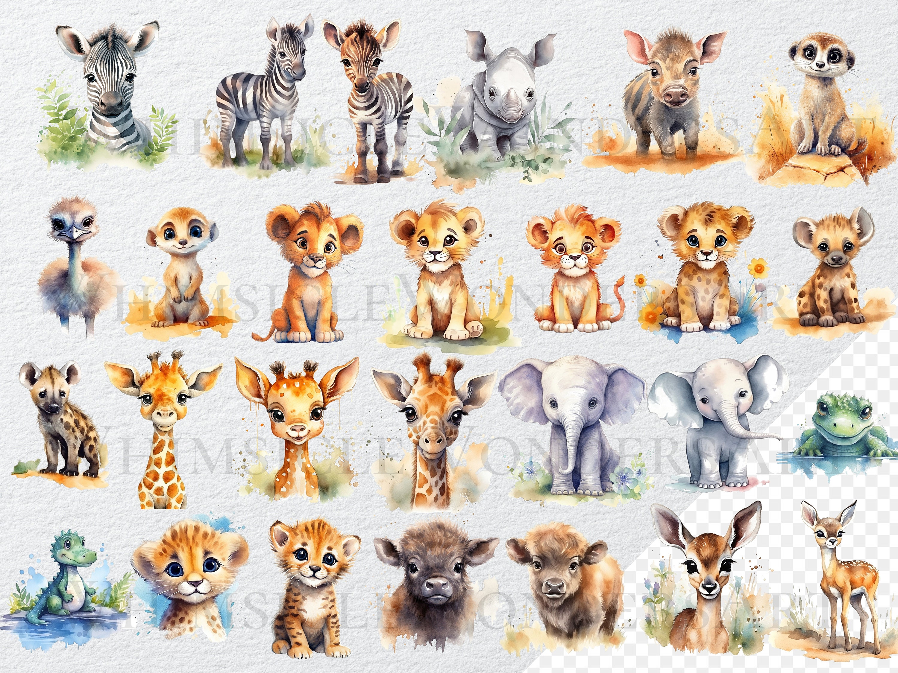 Cute Baby Animals Mega Clipart Bundle 123 High Quality PNG - Etsy