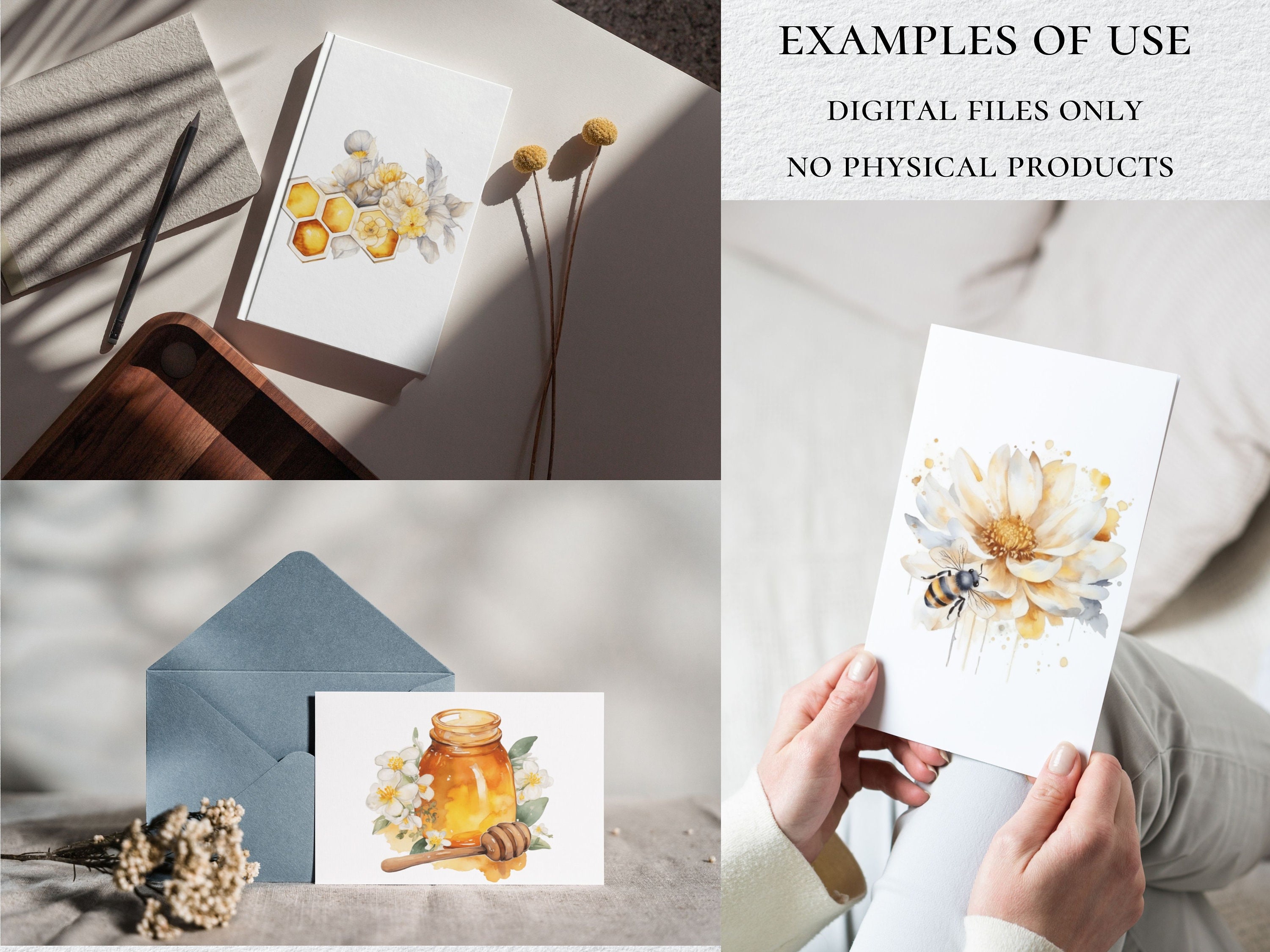 Watercolor Honey Bee Clipart Bundle High Quality PNG Digital Download ...