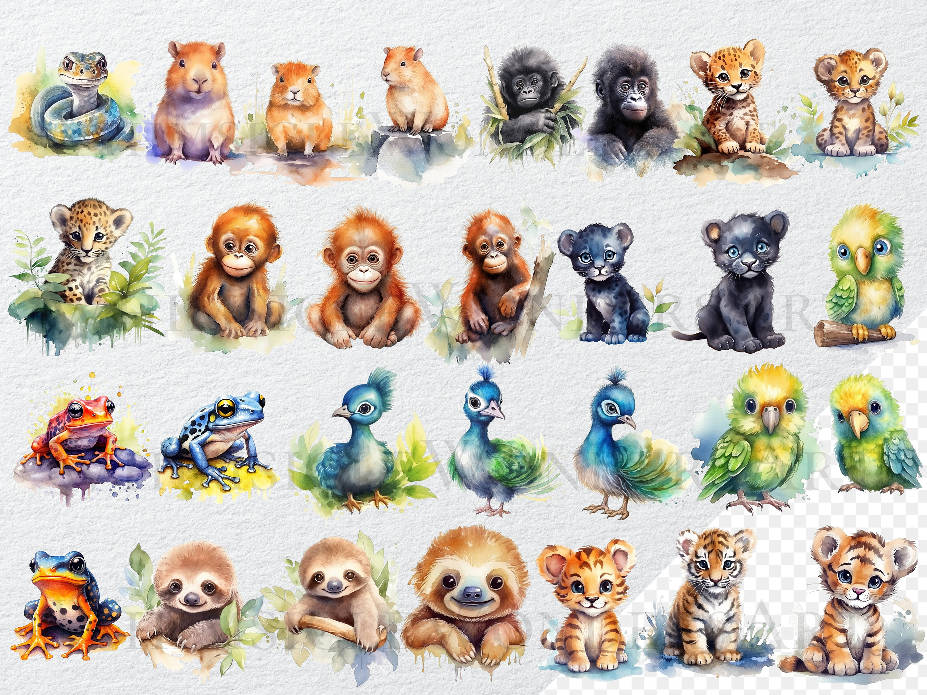 Cute Baby Animals Mega Clipart Bundle 123 High Quality PNG - Etsy