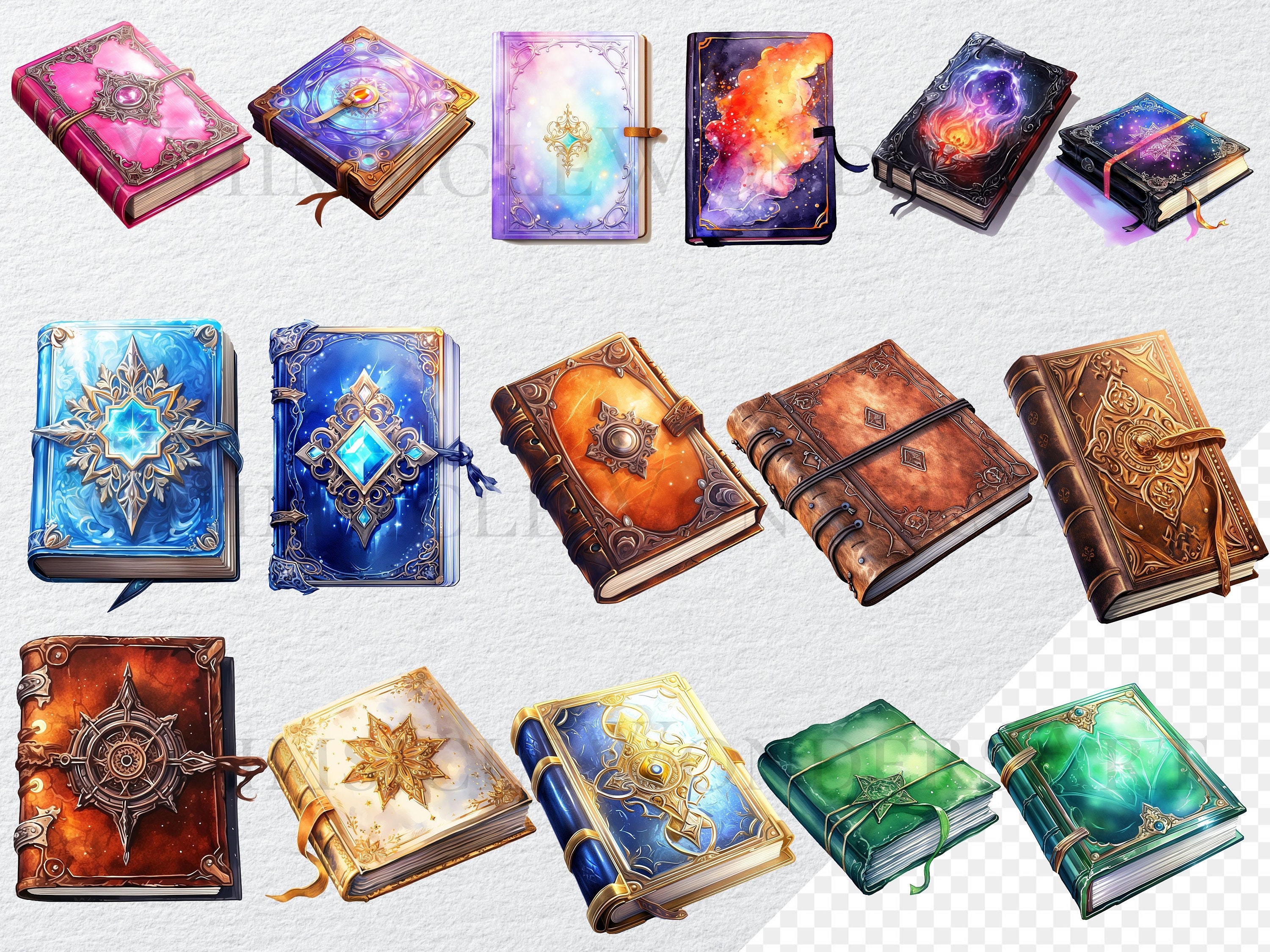 Watercolor Spell Book Clipart Bundle High Quality PNG Digital - Etsy