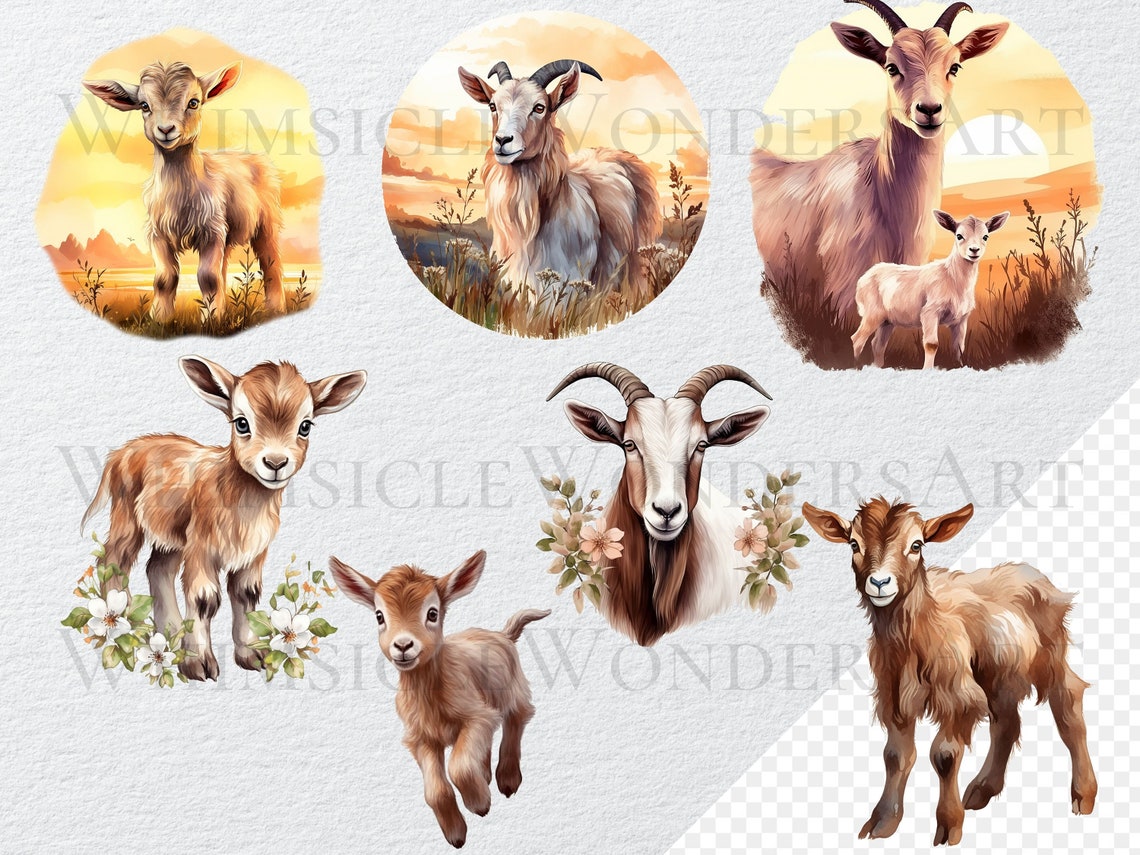 Watercolor Goat Clipart Bundle 15 High Quality PNG Digital Download ...