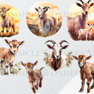 Watercolor Goat Clipart Bundle 15 High Quality PNG Digital Download ...