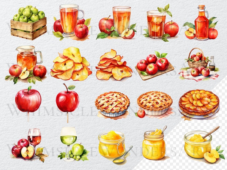 Watercolor Apple Clipart Bundle High Quality PNG Digital Download ...