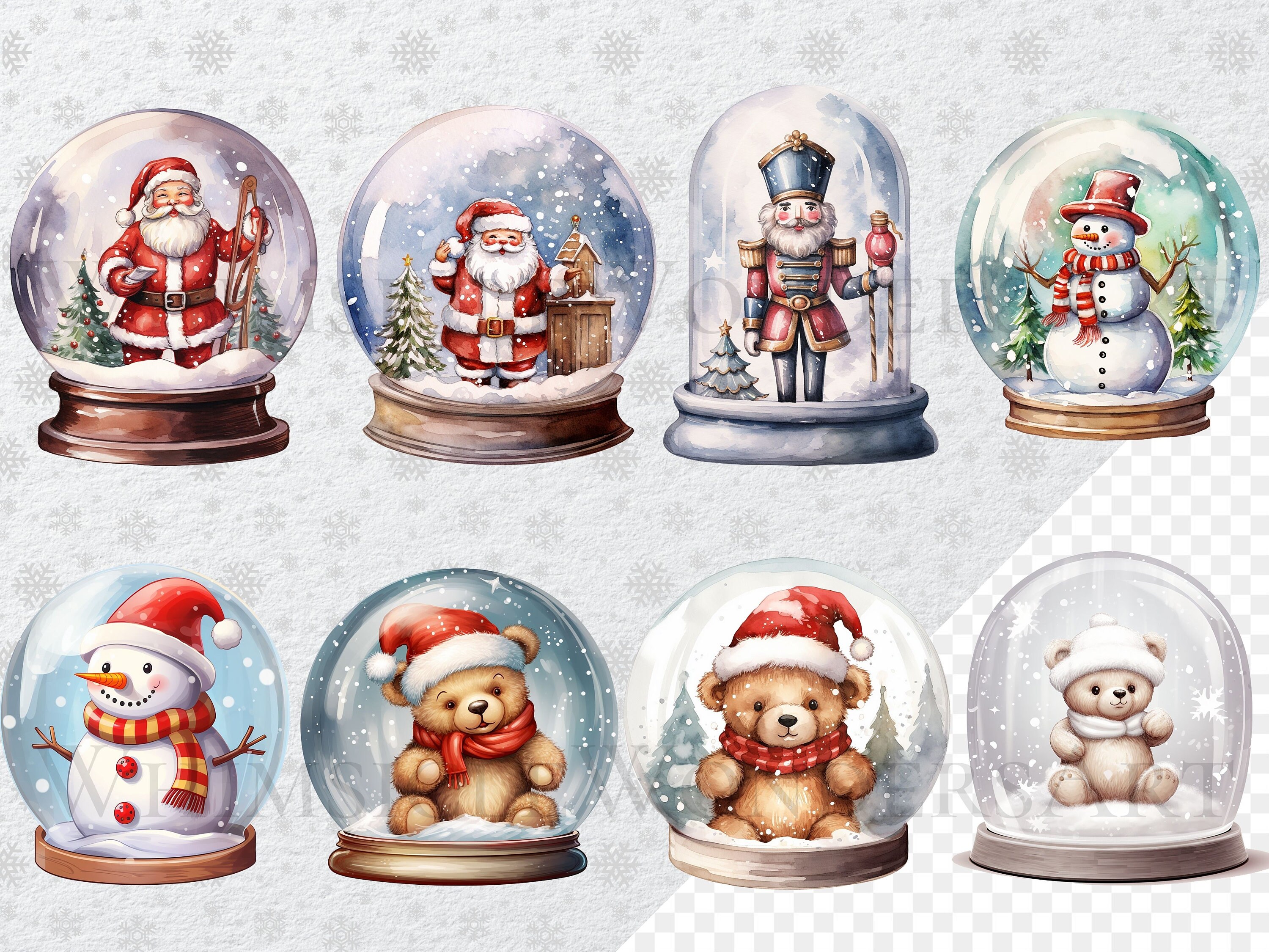 Watercolor Snow Globe Clipart Bundle, Winter PNG (digital Download) - Etsy