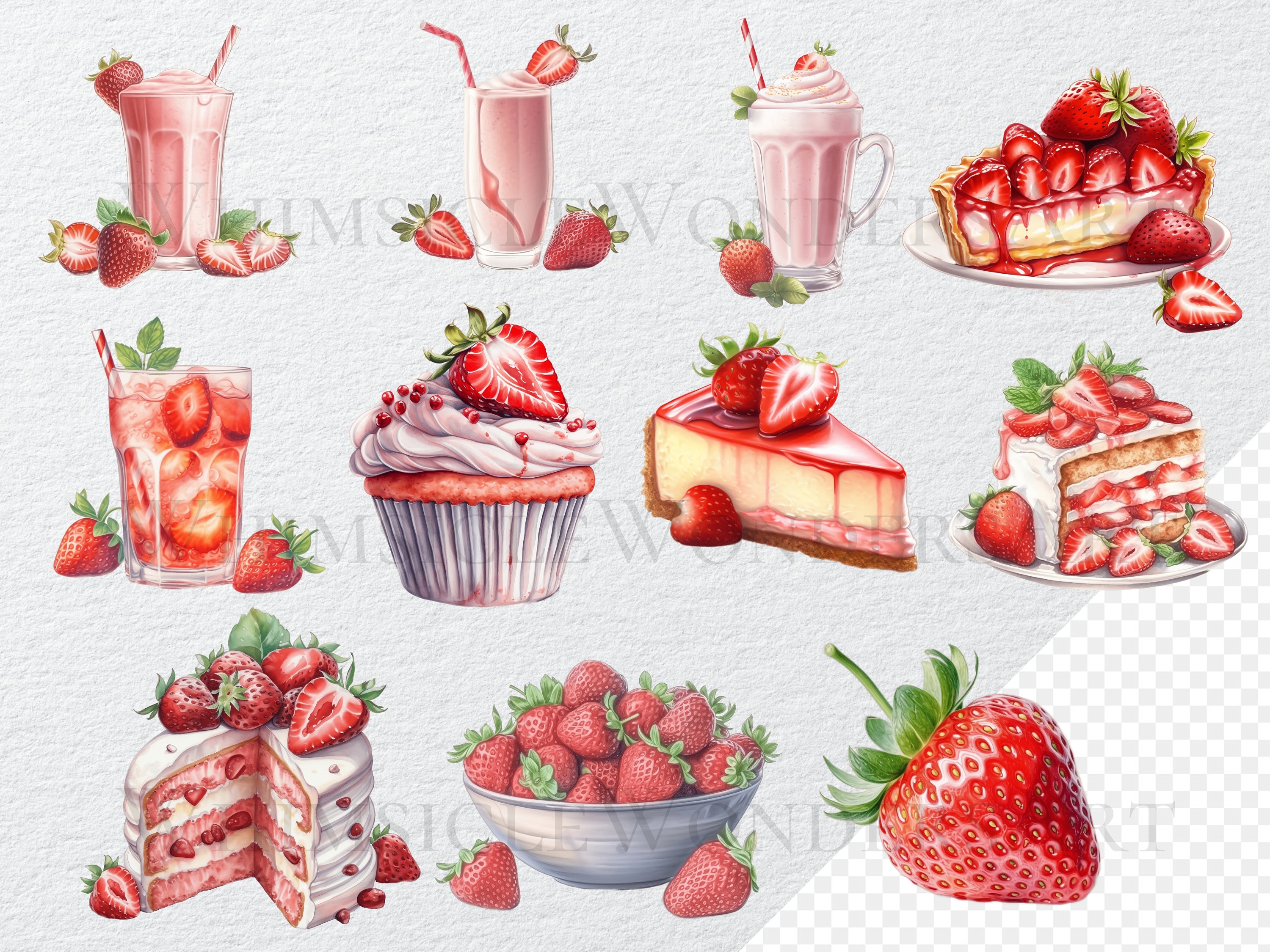 Strawberry Clipart Bundle 22 High Quality PNG Digital Download ...