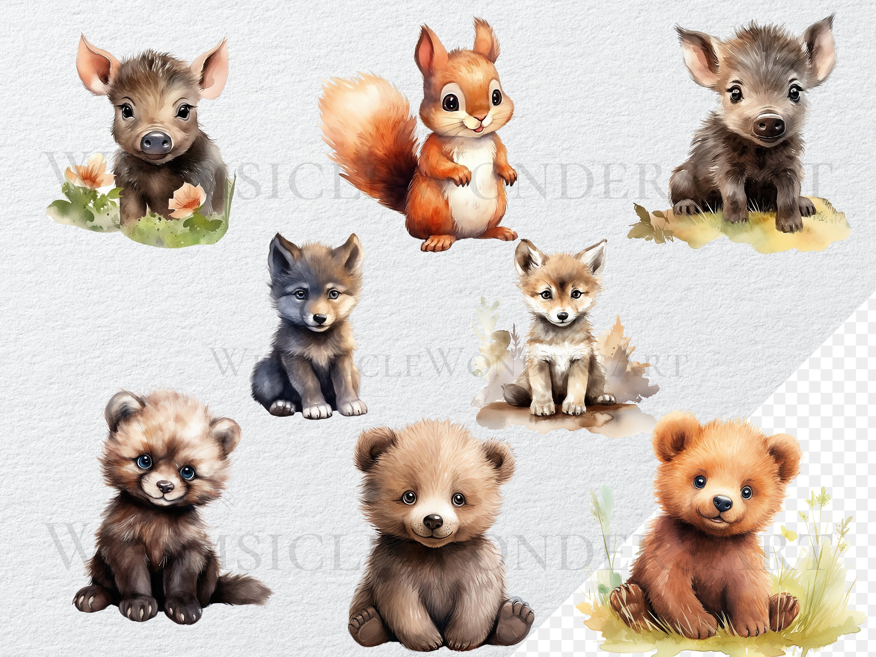 Cute Forest Animal Clipart Bundle 24 High Quality PNG Digital Download ...