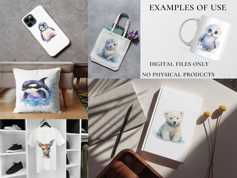 Arctic Animals Clipart Bundle, Watercolor PNG Images (commercial Use ...