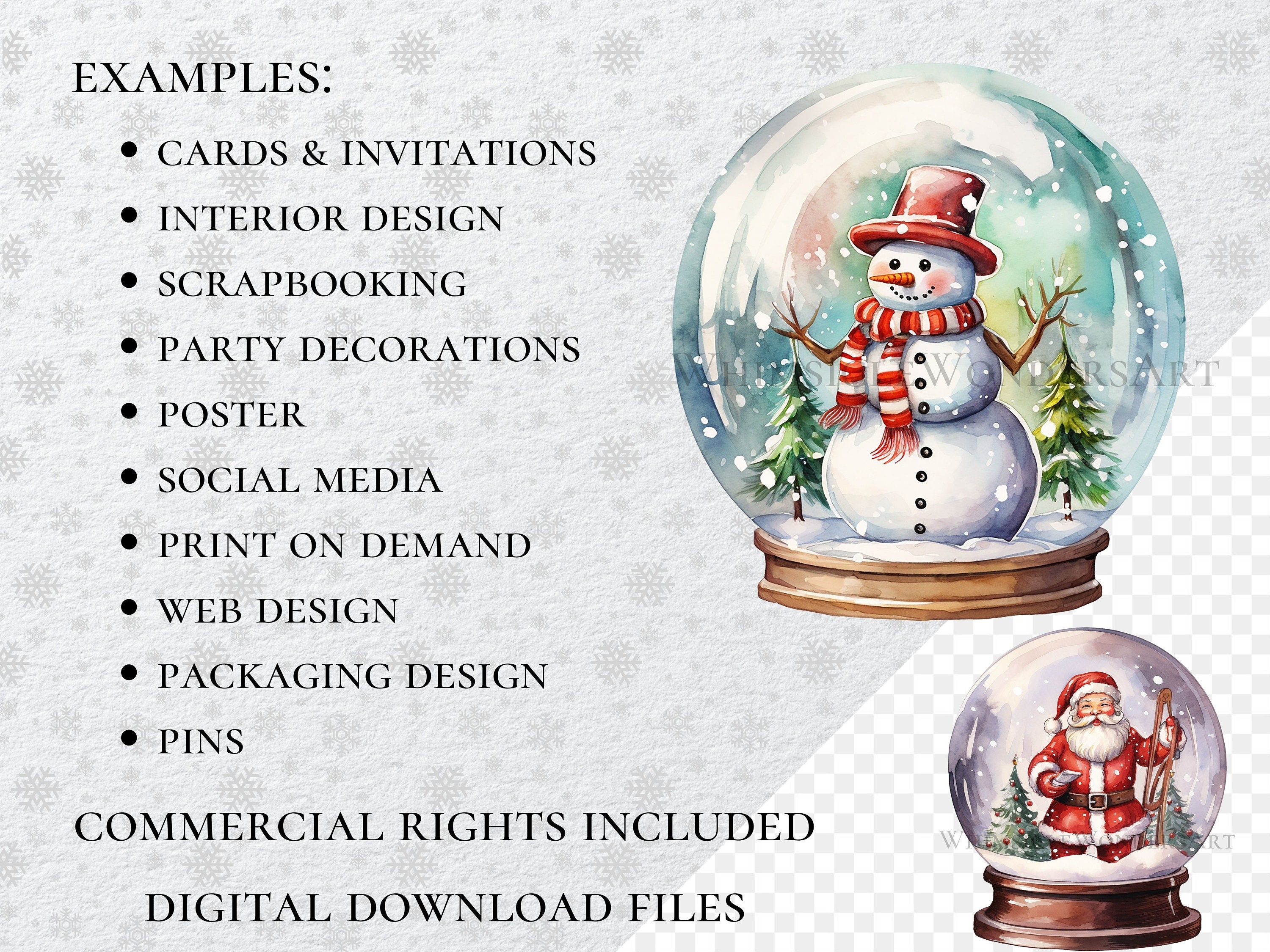 Watercolor Snow Globe Clipart Bundle High Quality PNG Digital - Etsy
