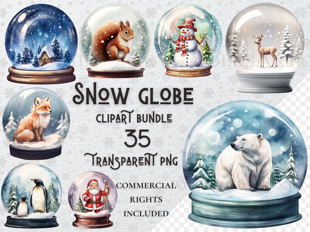 Watercolor Snow Globe Clipart Bundle High Quality PNG Digital Download ...