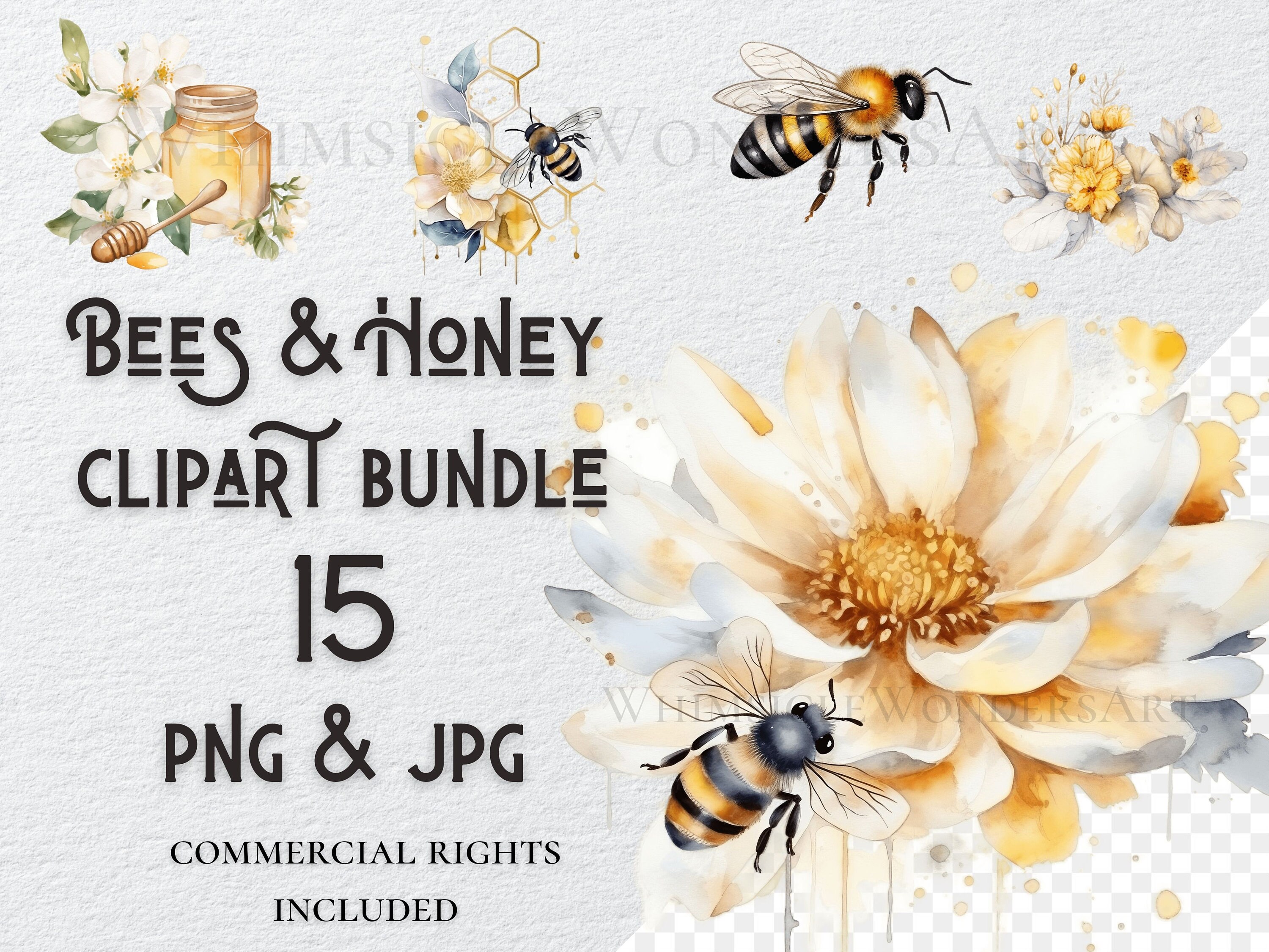 Watercolor Honey Bee Clipart Bundle High Quality PNG Digital - Etsy