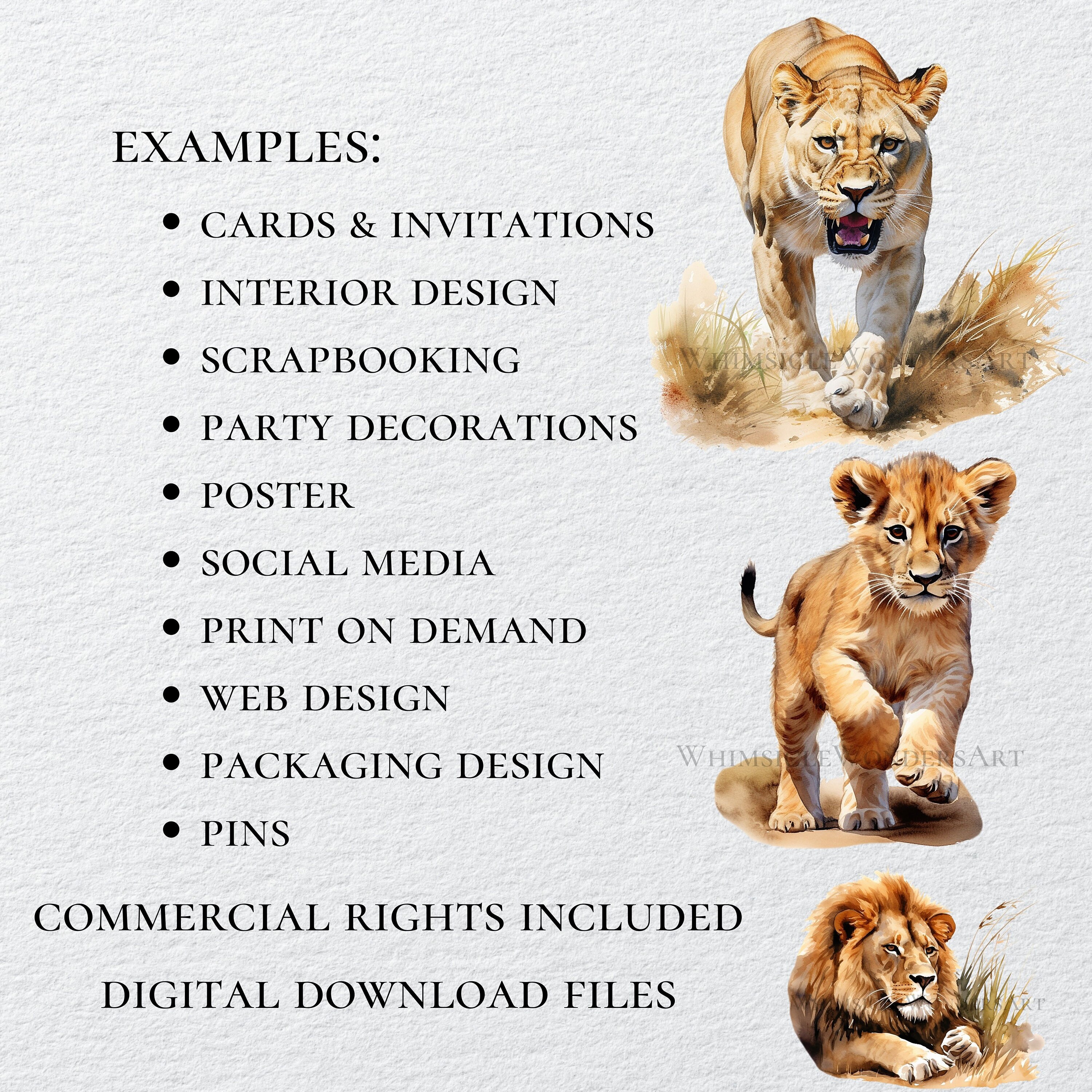 Watercolor Lion Clipart Bundle: 42 PNG Images (digital Download) - Etsy