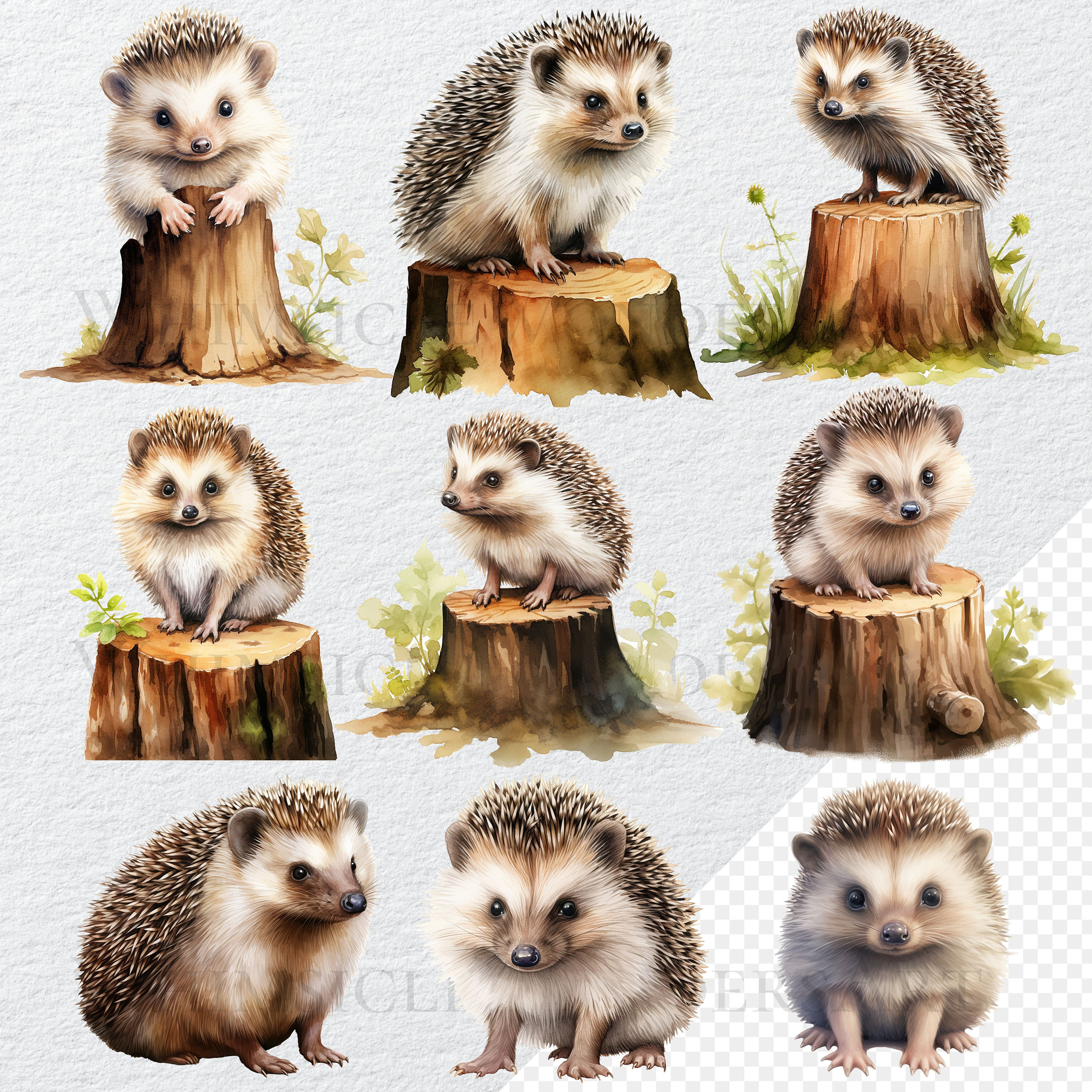 Watercolor Hedgehog Clipart Bundle High Quality PNG Digital Download ...