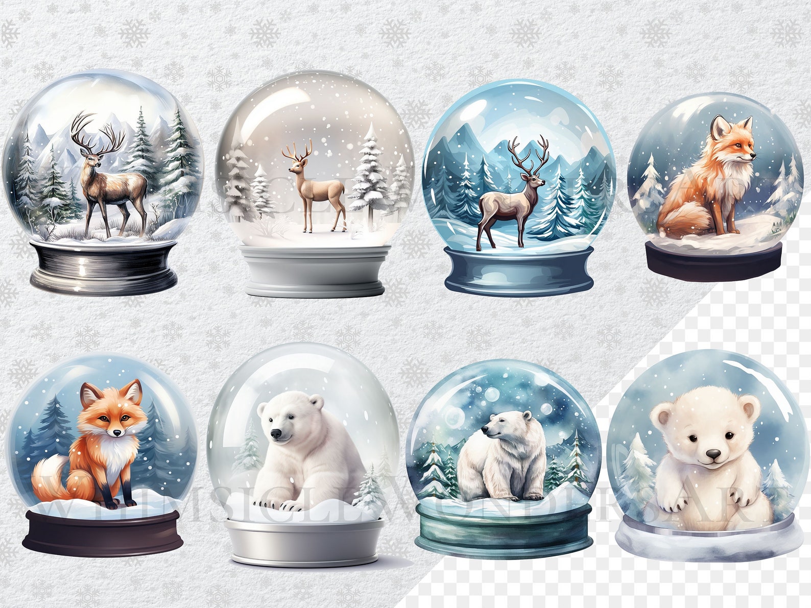 Watercolor Snow Globe Clipart Bundle High Quality PNG Digital Download ...