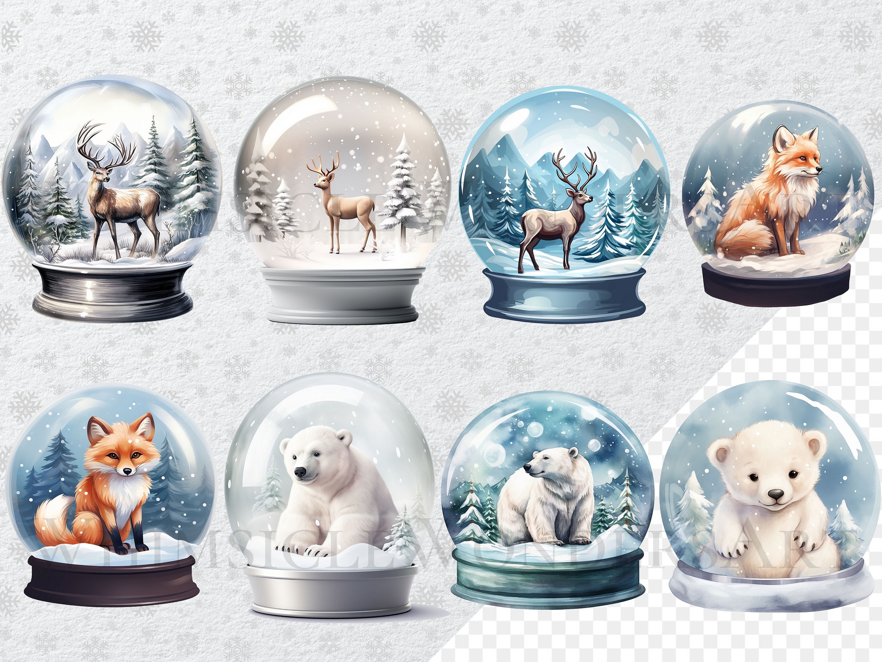 Watercolor Snow Globe Clipart Bundle High Quality PNG Digital Download ...