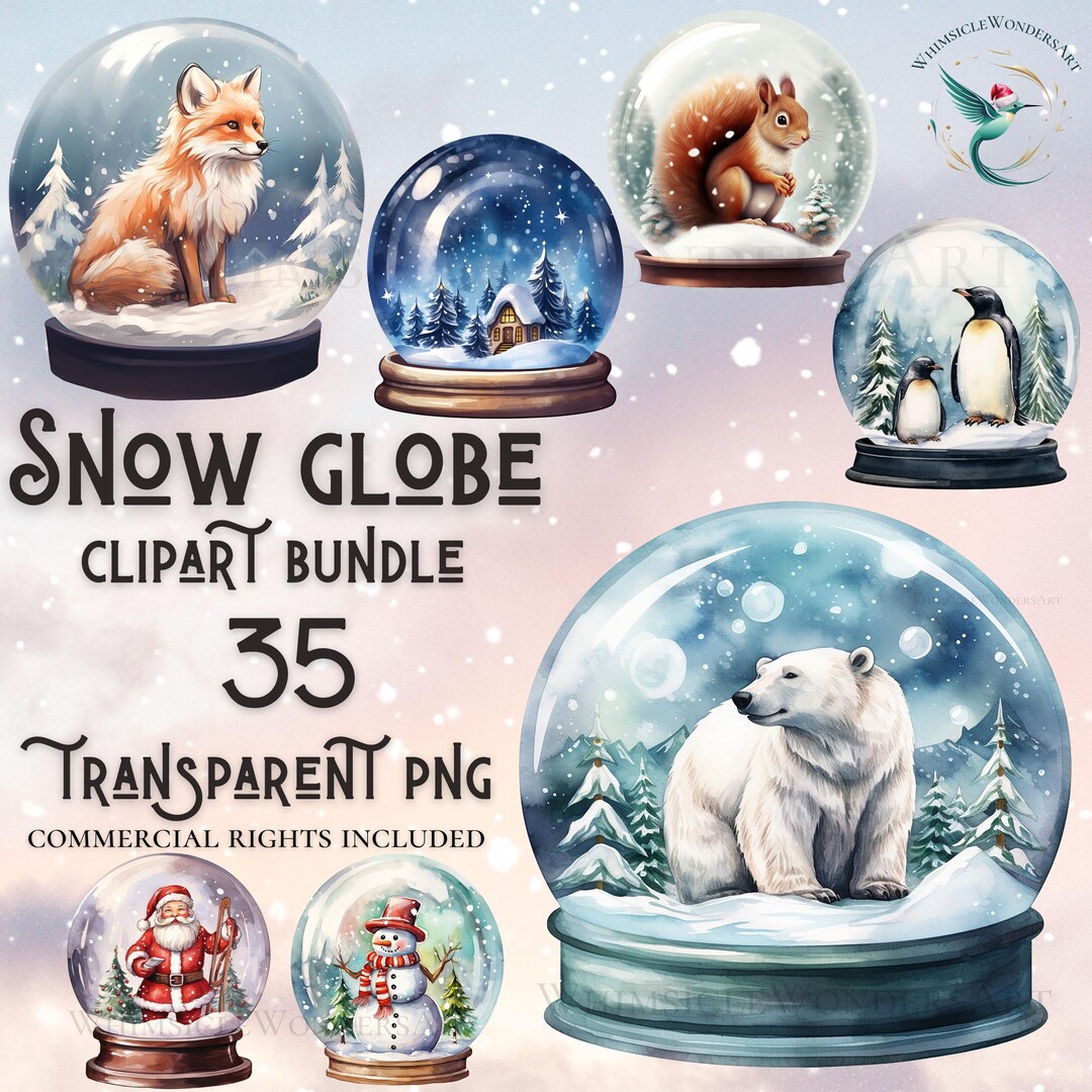 Watercolor Snow Globe Clipart Bundle High Quality PNG Digital Download ...