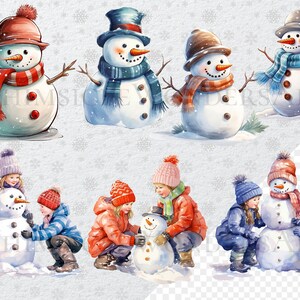 Watercolor Snowman Clipart Bundle High Quality PNG Digital Download ...