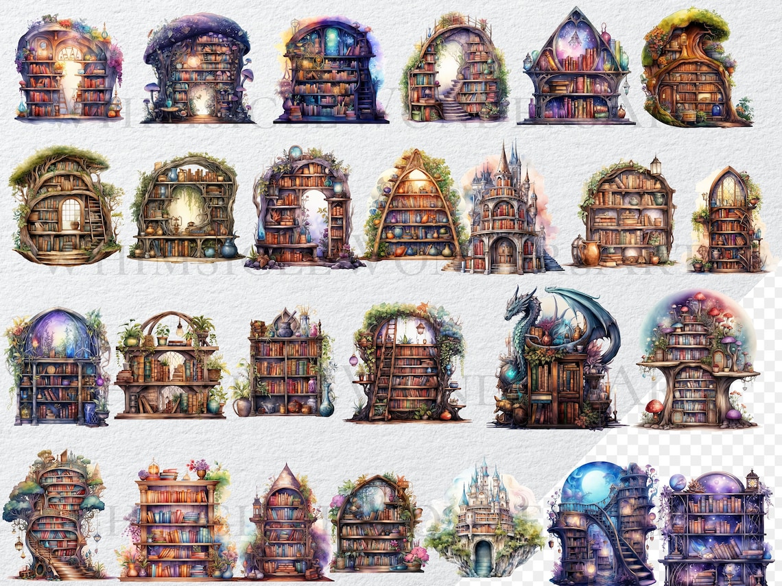 Watercolor Fantasy Wizard Clipart Bundle (148 Pngs) - Commercial Use - Etsy