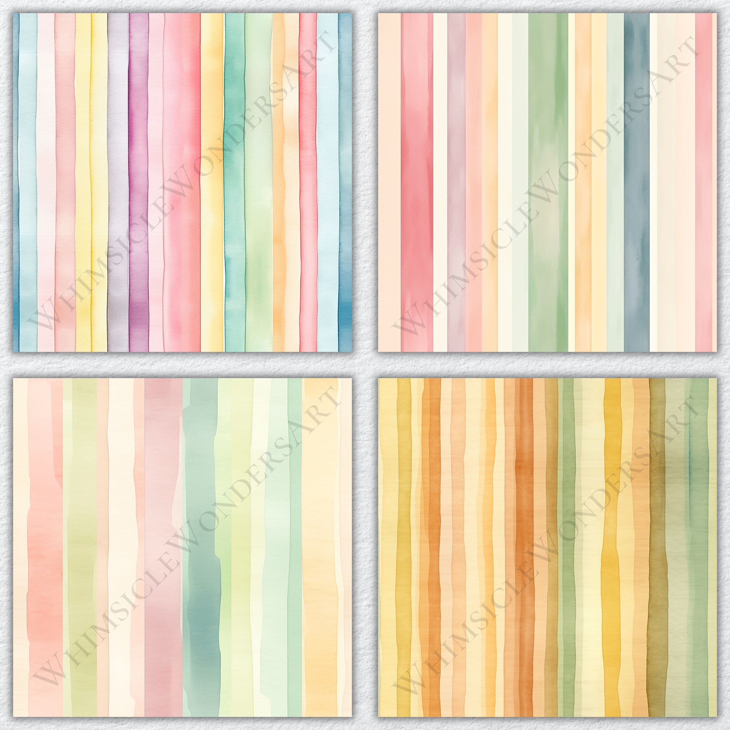 Watercolor Stripes Seamless Pattern Bundle (digital Download) - Etsy