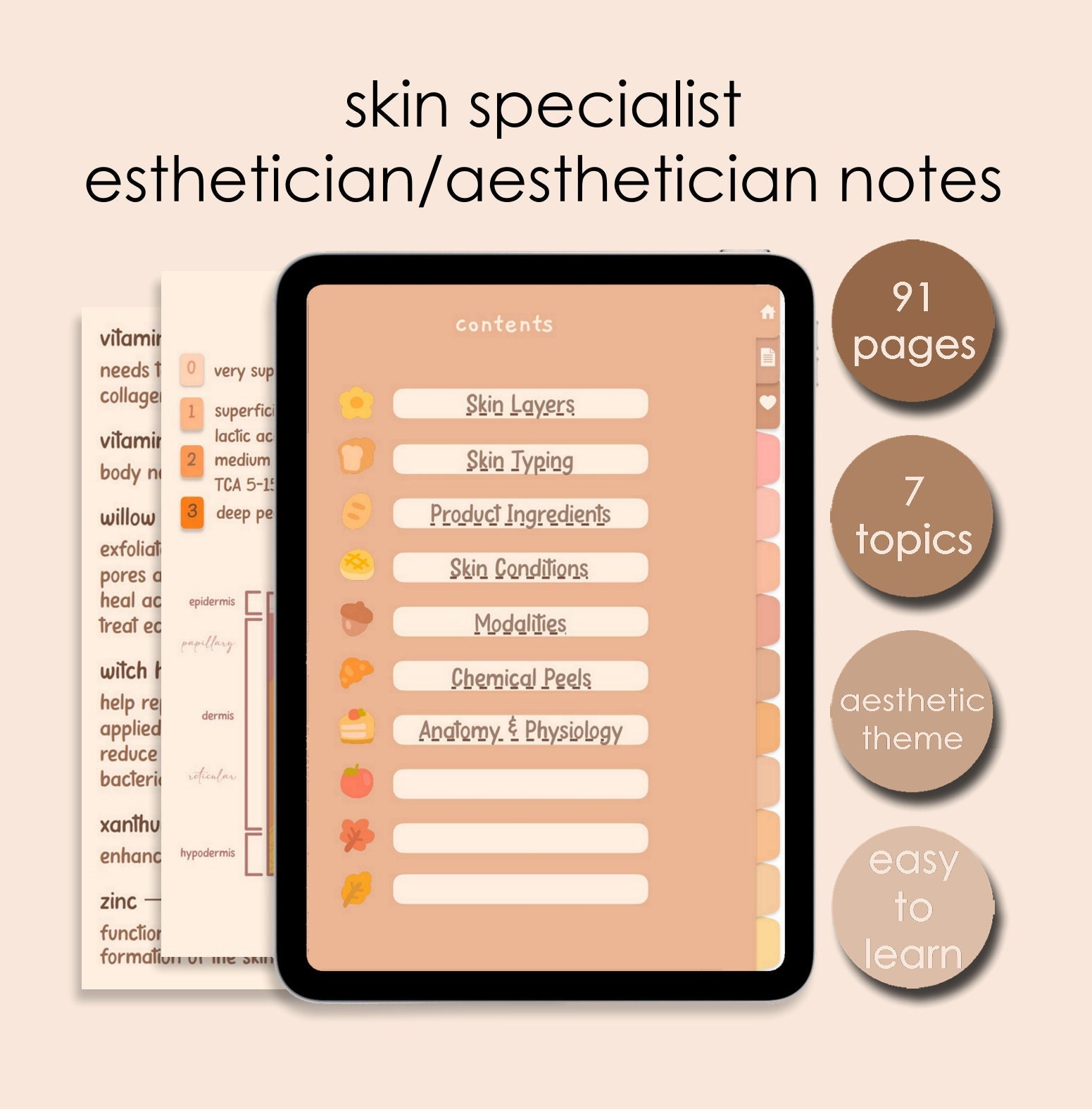Skin Specialist, Esthetician, Aesthetician Notes or Study Guide - Etsy