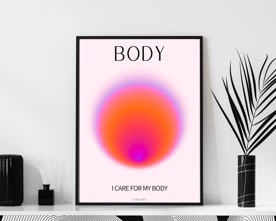 Mind Body Soul Poster Set of 3 | Y2K Dorm Decor, Vibrant Gradient Aura ...