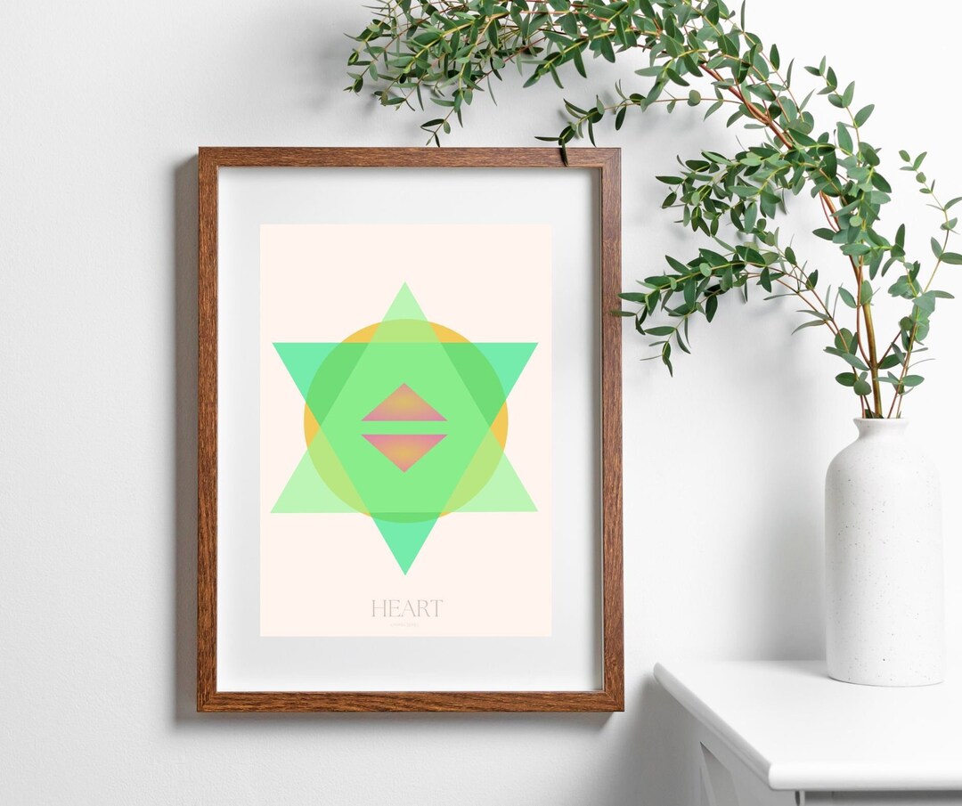 Sacred Geometry Heart Chakra Wall Hanging: Vibrant Poster for - Etsy