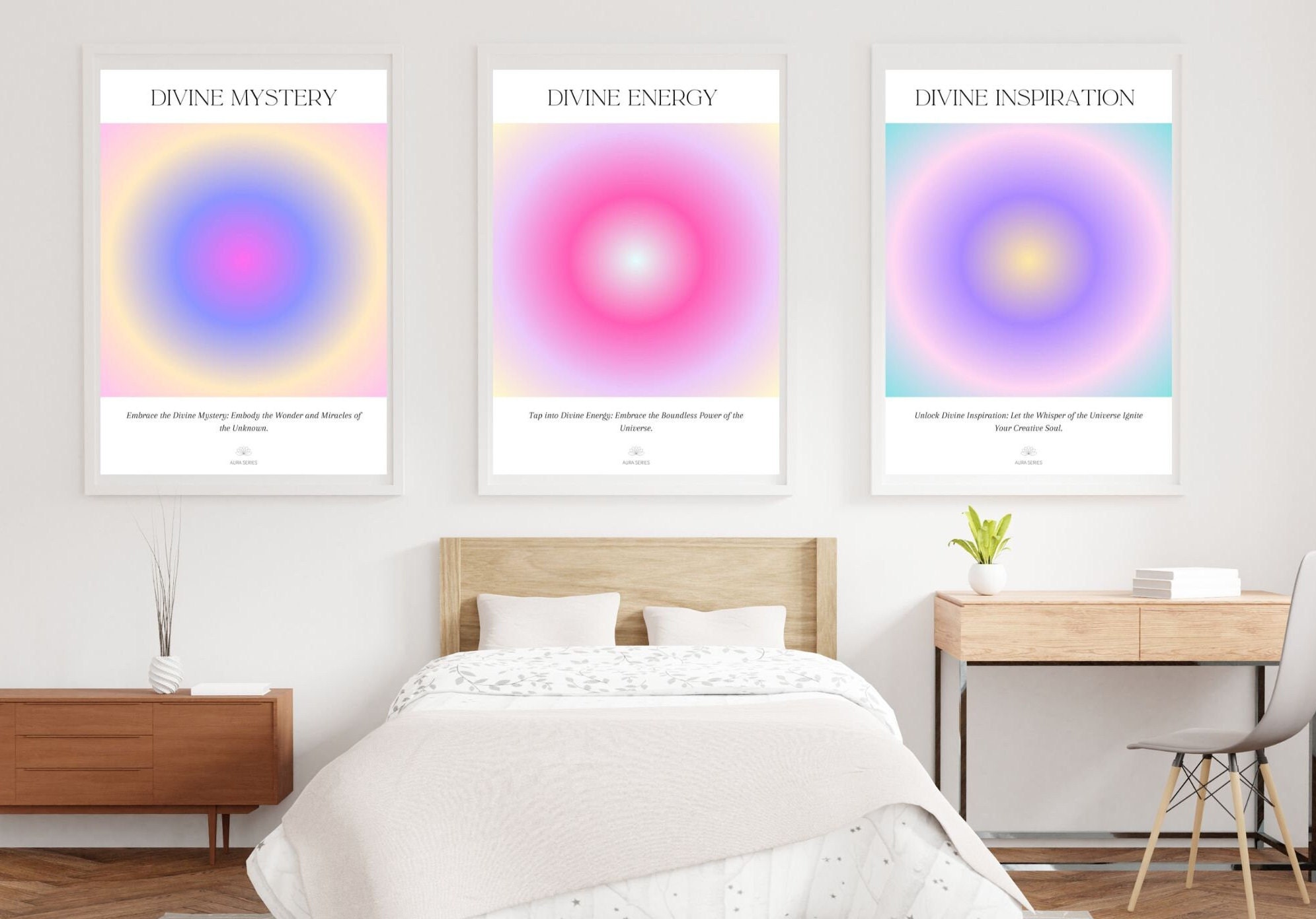 Set of 3 Gradient Aura Posters for Positive Energy Feminine - Etsy
