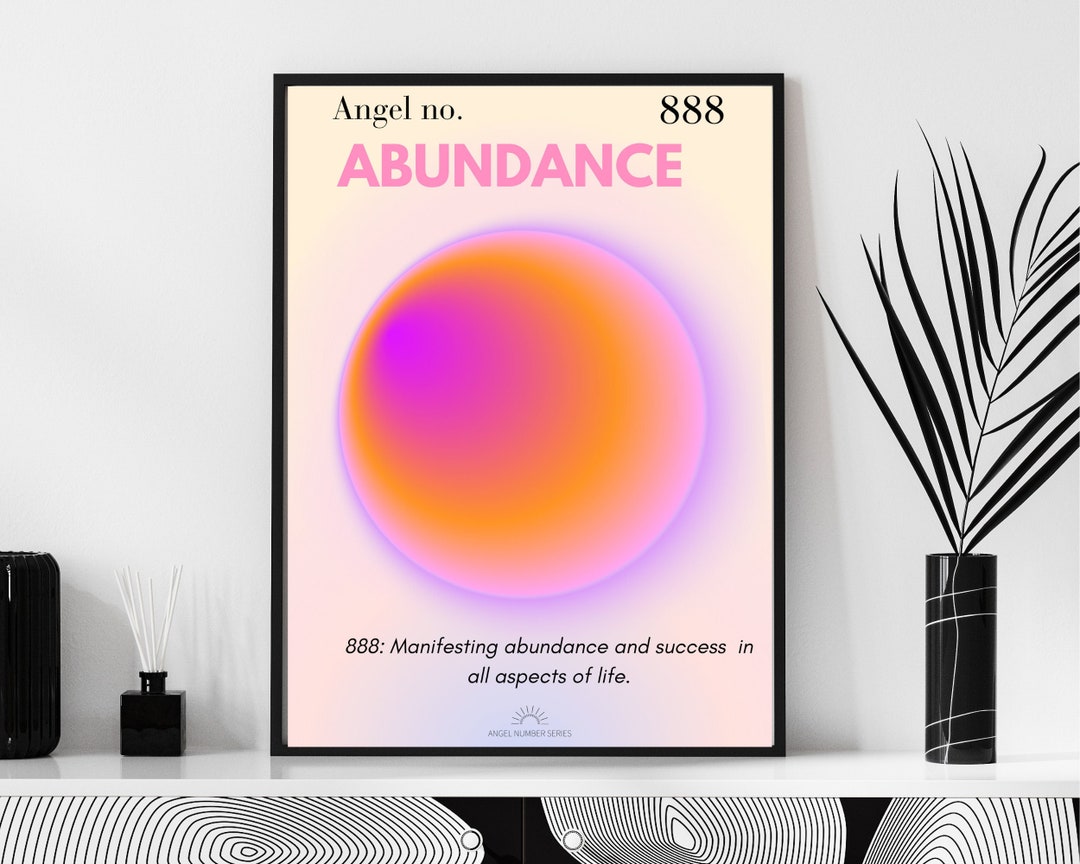 Angel Number 888 Poster With Light Pink Gradient Aura and Affirmation ...