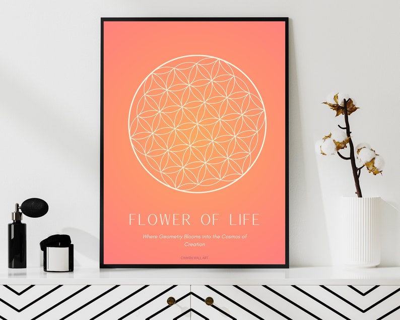 Flower of Life Poster | Sacred Geometry Aura Wall Art Spiritual Print ...