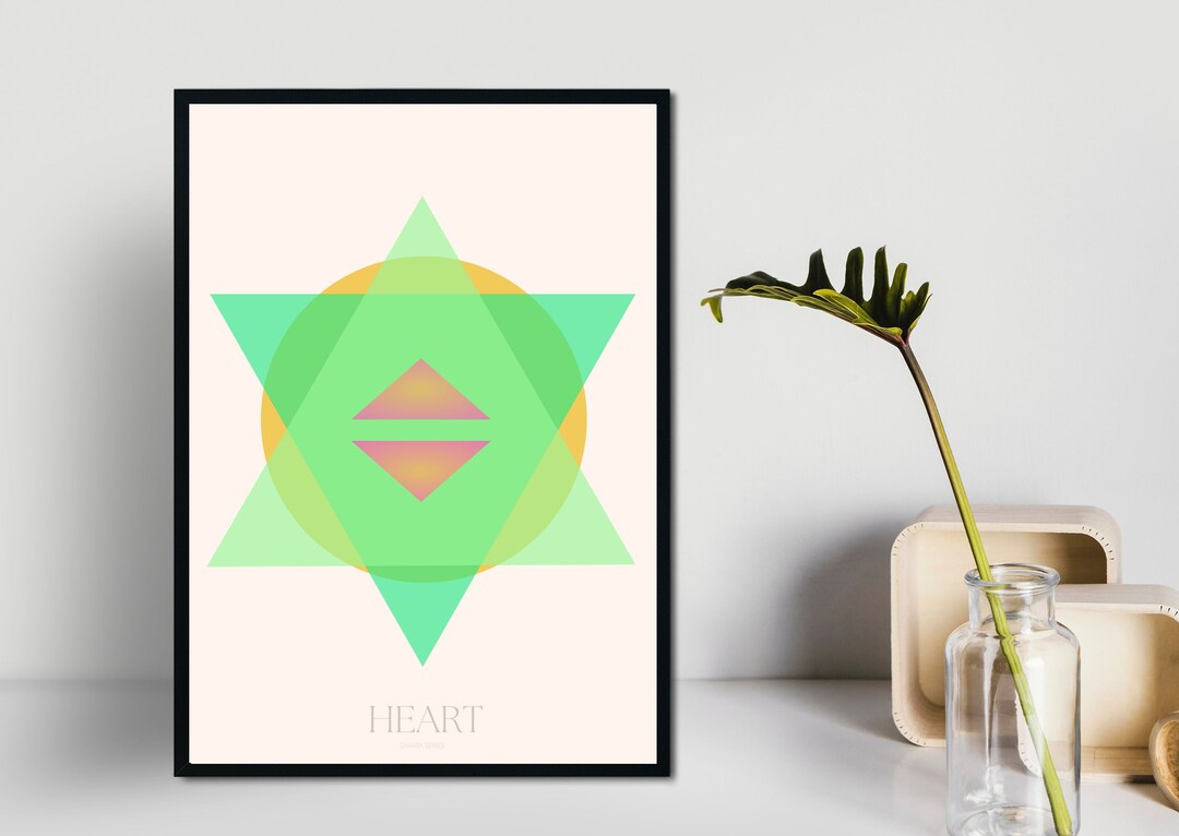 Sacred Geometry Heart Chakra Wall Hanging: Vibrant Poster for Yoga ...