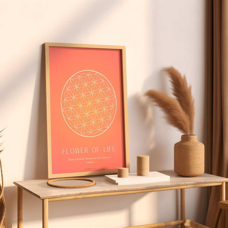 Flower of Life Poster | Sacred Geometry Aura Wall Art Spiritual Print ...