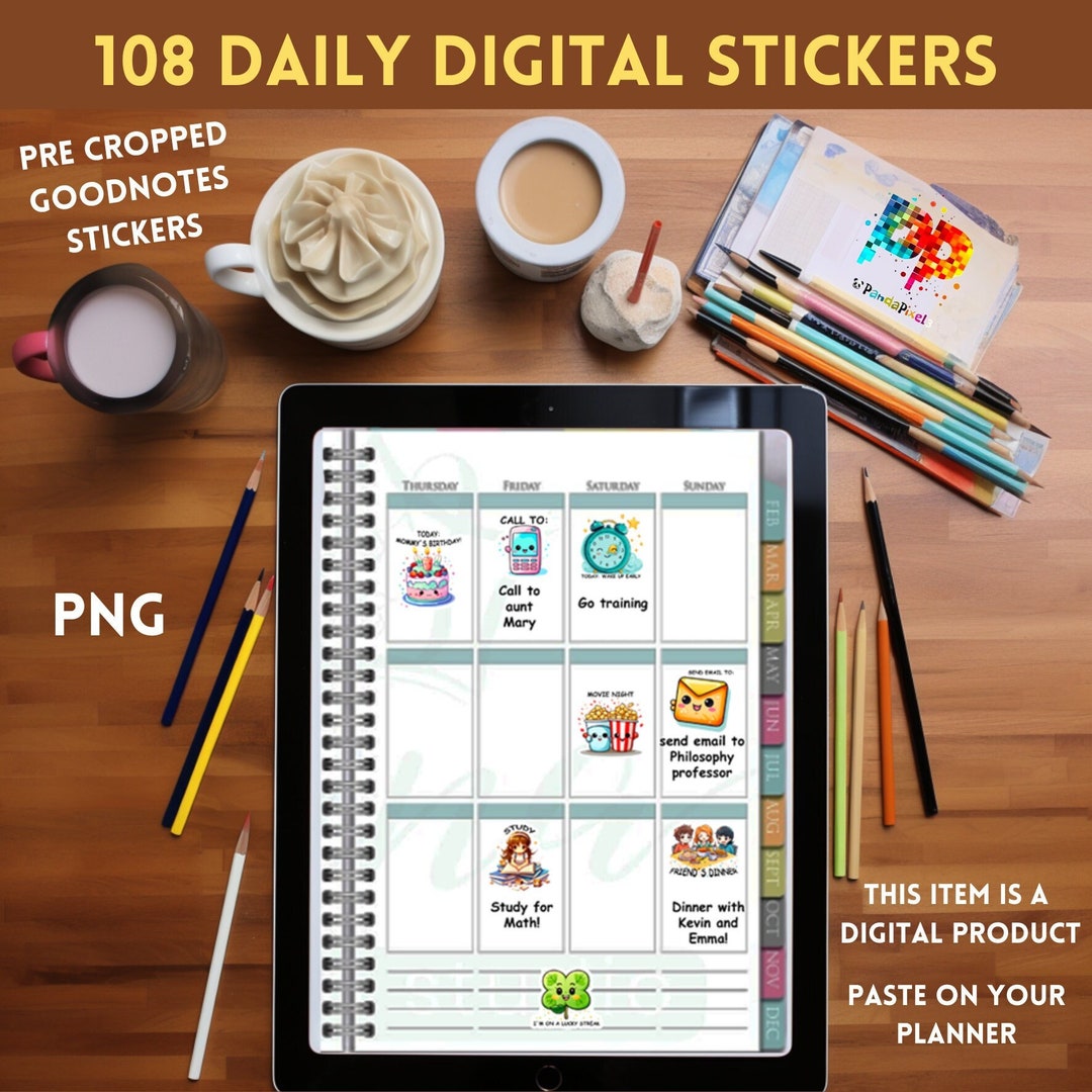 Everyday Digital Cute Stickers, Daily Planner Stickers for Ipad ...