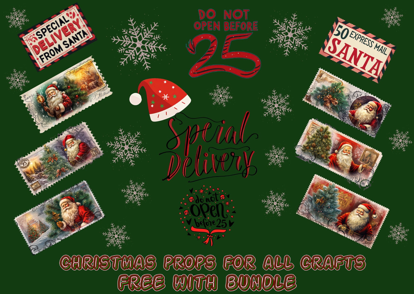 Customizable Digital Christmas Style Alphabet, Number's & Punct. Marks ...