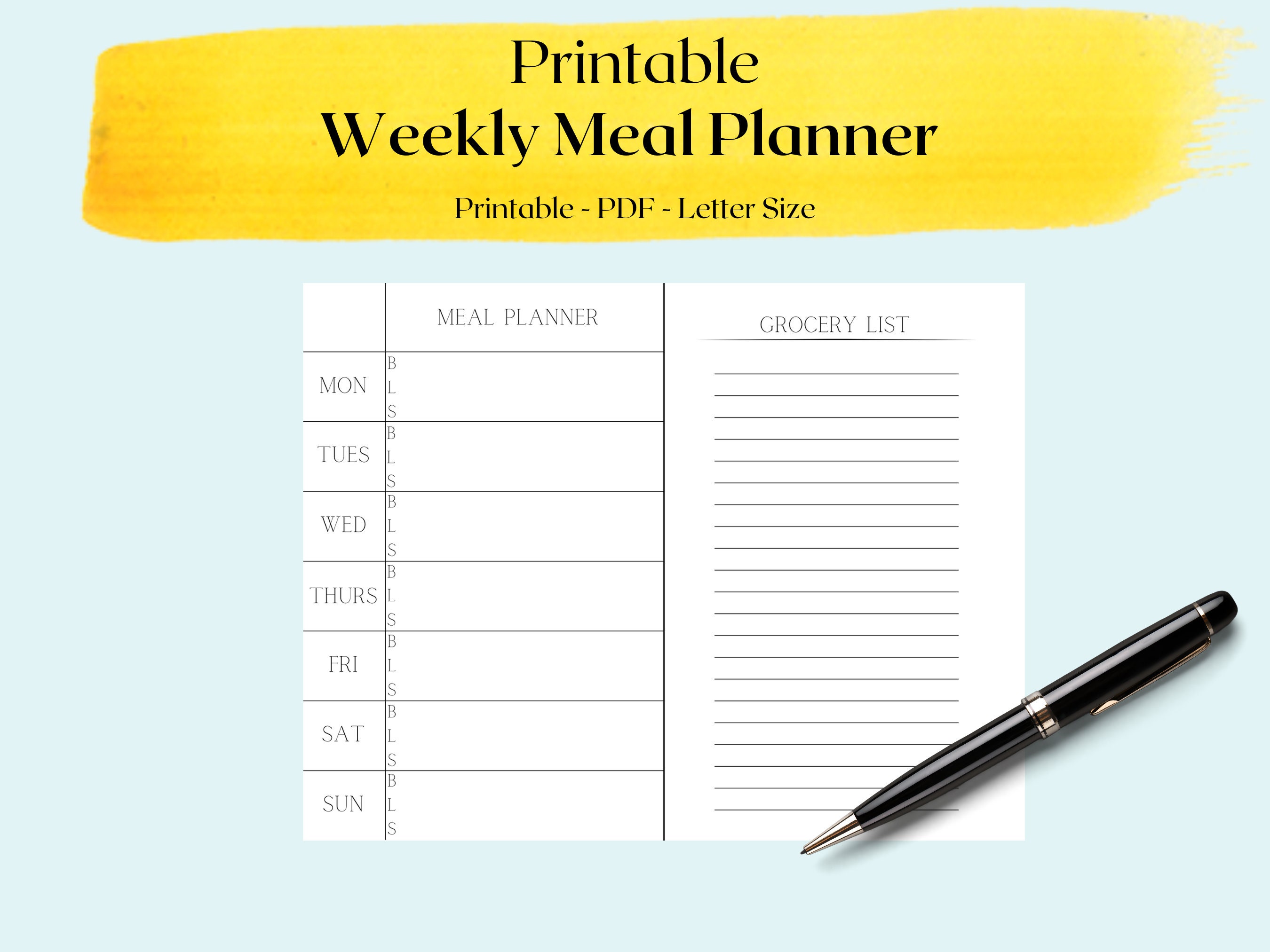 Weekly Meal Plan Printable Template - Etsy