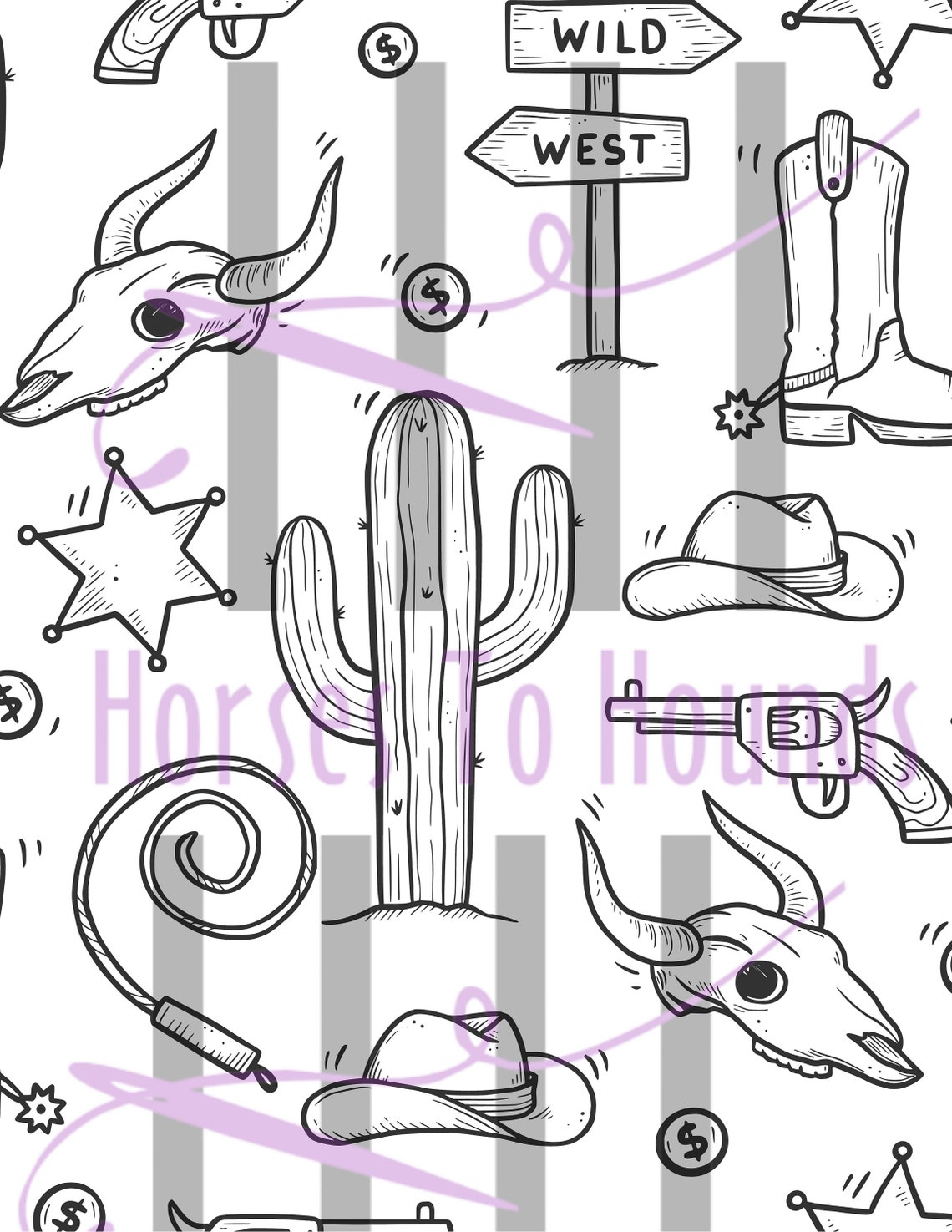 Custom Western Coloring Pages- 4 Pages Total - Etsy