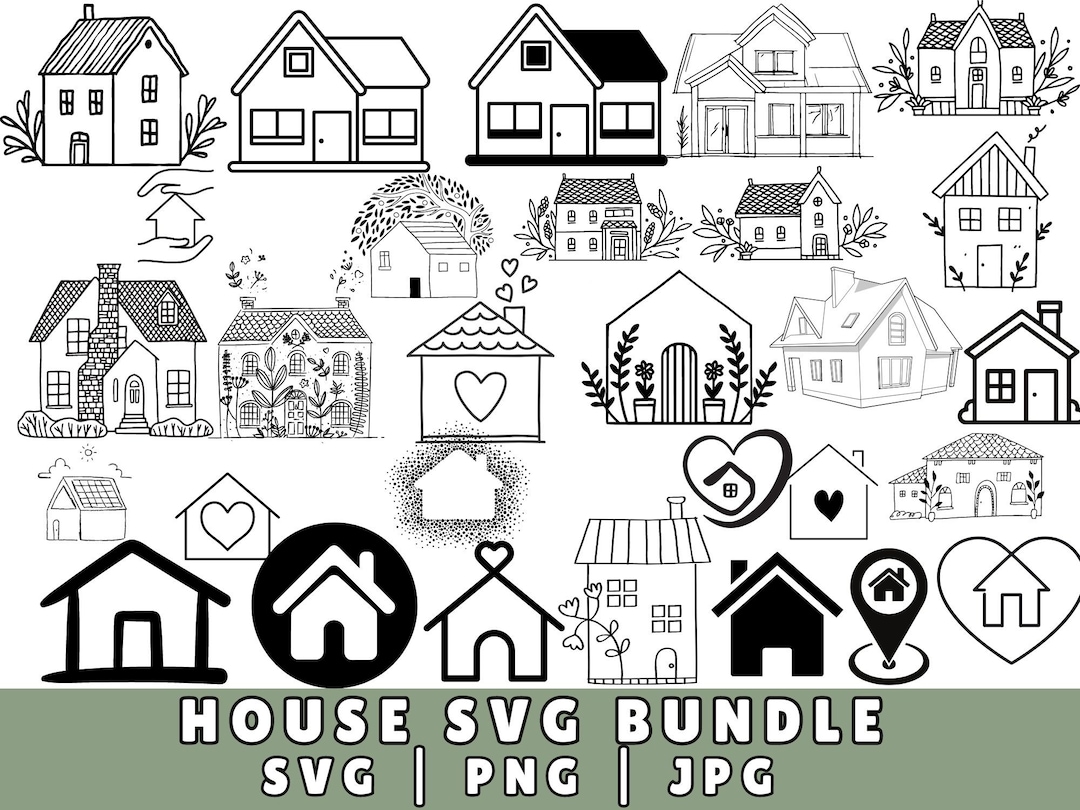Little House Svg Bundle, Roof House Svg, House Outline Svg, Floral ...