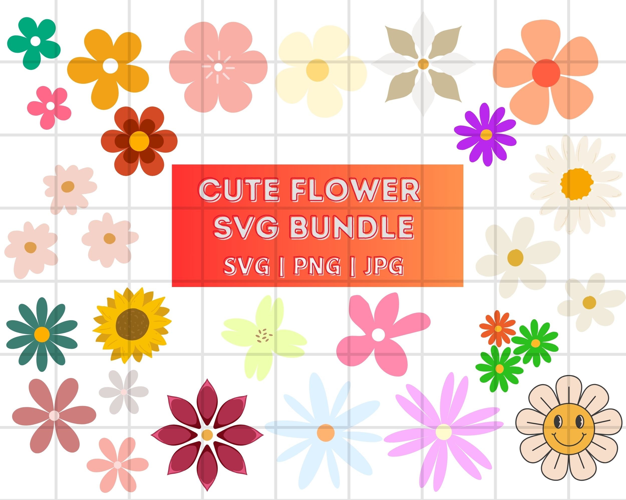 Cute Flower Svg Bundle, Gardening Flower Icon Svg, Flat Flowers Clipart ...