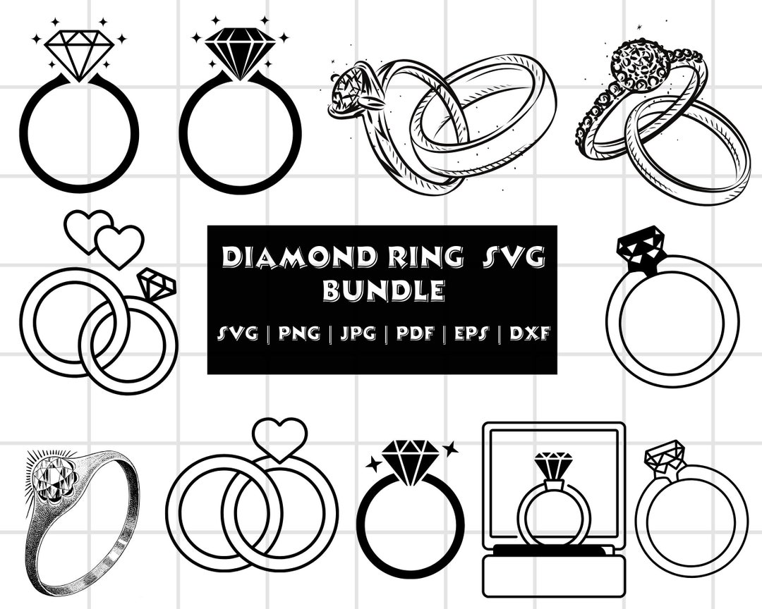 Wedding Ring Svg Bundle, Diamond Ring Svg, Engagement Ring Svg ...